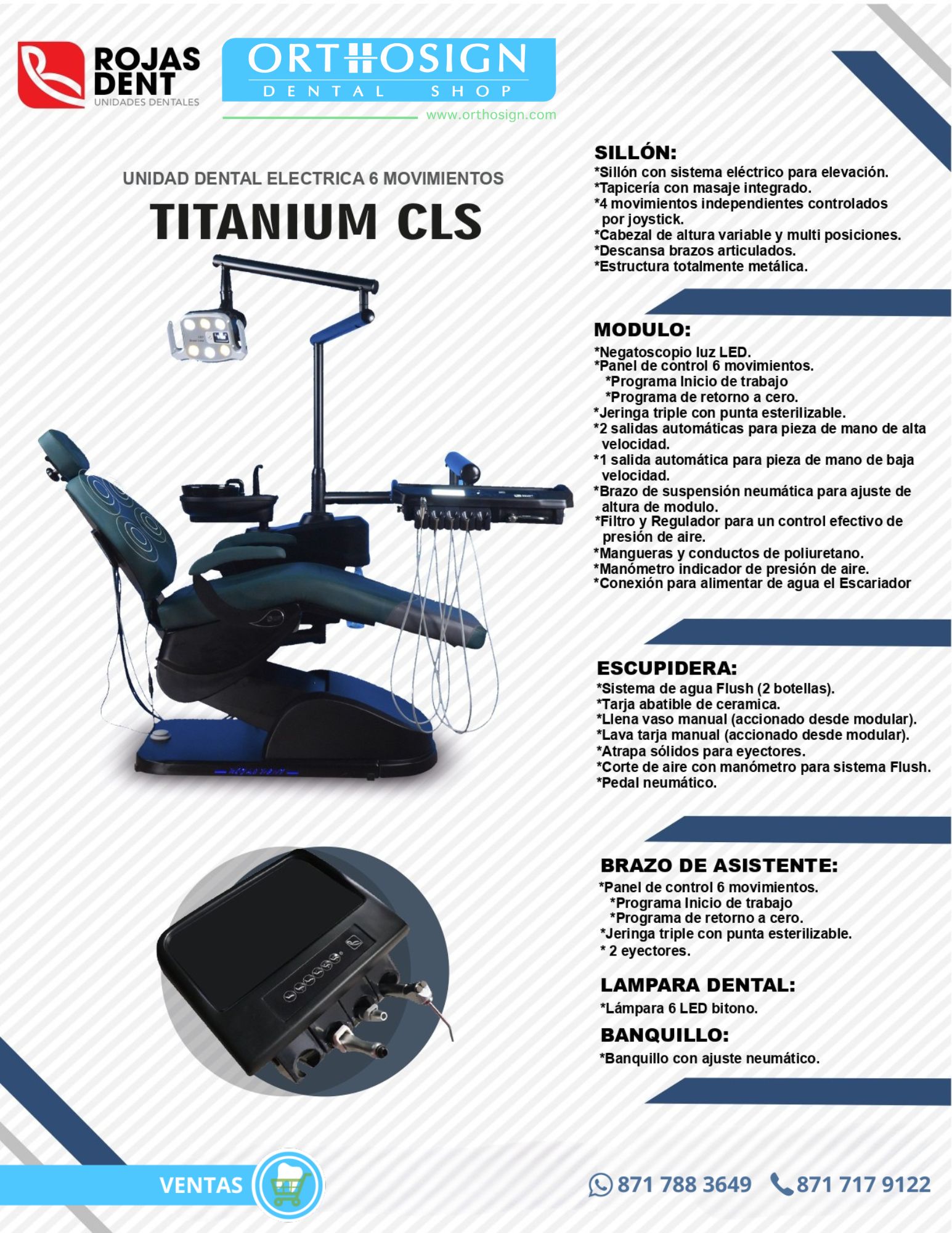Unidad Dental Eléctrica Titanium CLS Rojas Dent